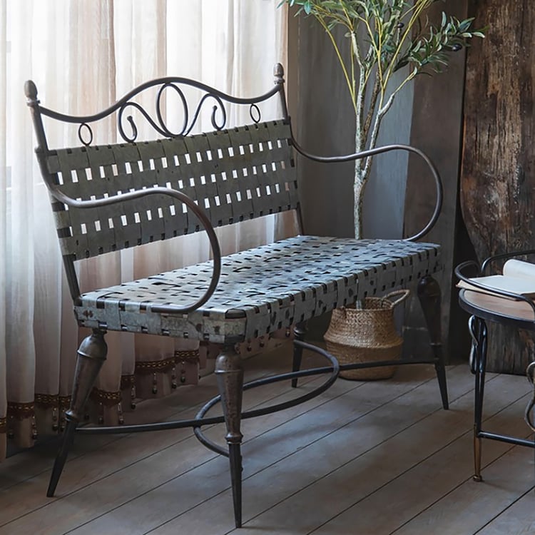 Retro Sofa 2-Seater Sofa Metal Frame with Distressed Finish｜Homary