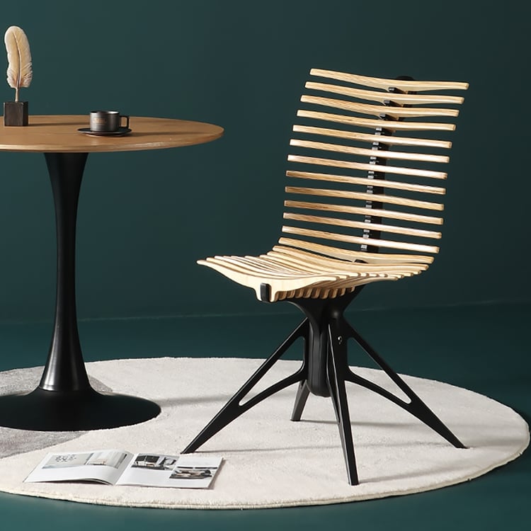 Modern Chair Armless Wood Chair with Metal Legs Desk Chair with Wood ...