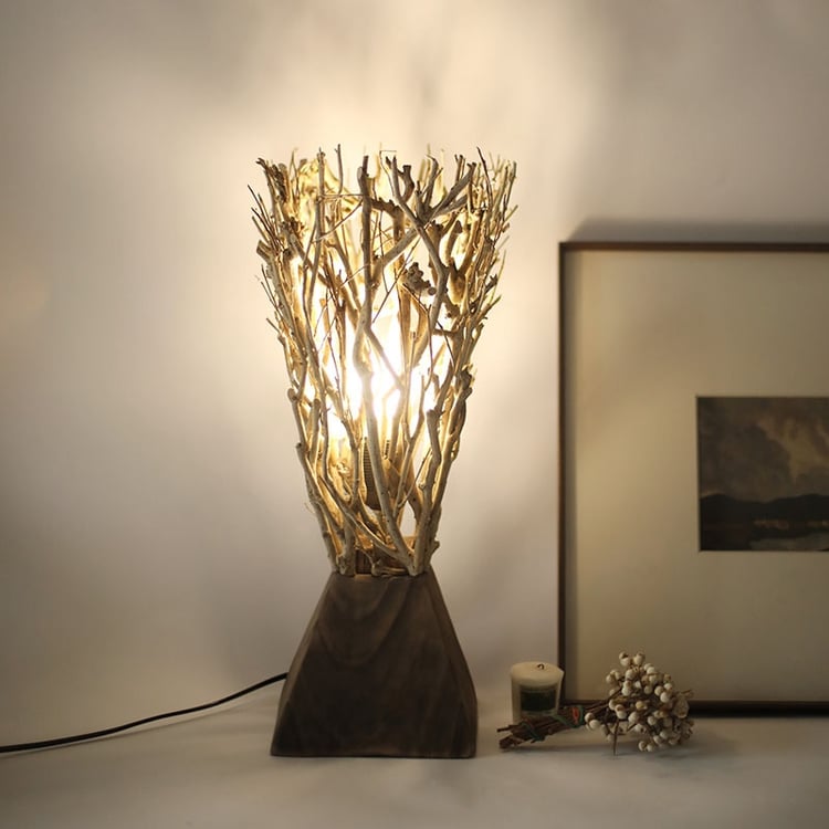 Rustic Farmhouse Driftwood Table Lamp Natural 1-Light Tree Twig Lamp ...