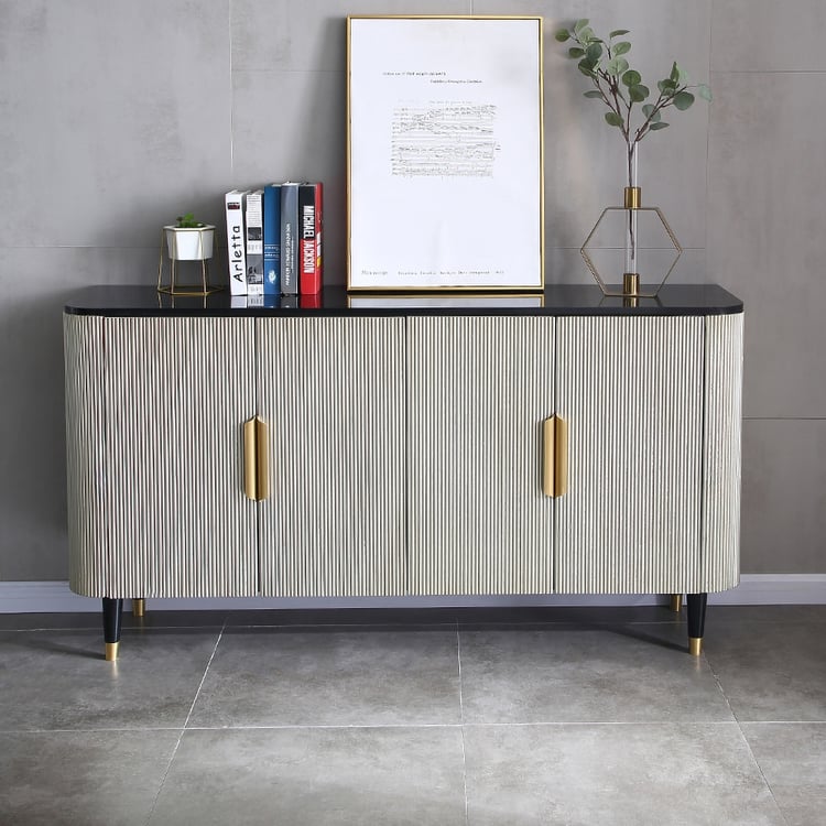 Pinbow Modern Silver Sideboard Buffet With Doors&Shelves Kitchen ...