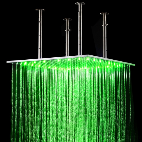 20 Inch LED Square Stainless Steel Ceiling-Mount Rain Showerhead Height ...