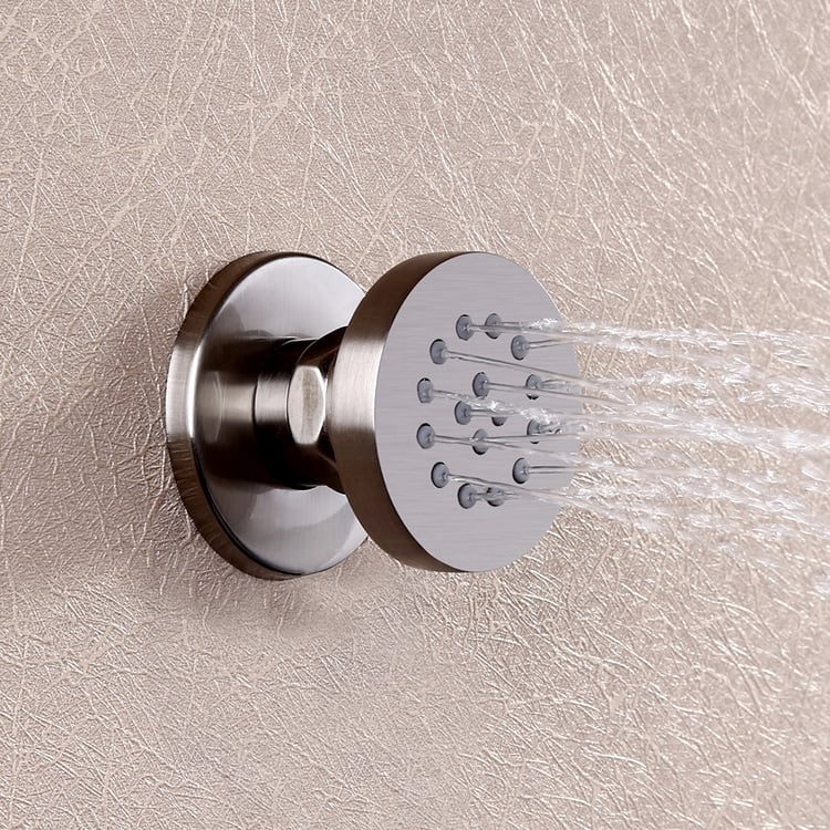 Round Wall Mount Adjustable Solid Brass 1-Spray Body Spray Shower Jet ...