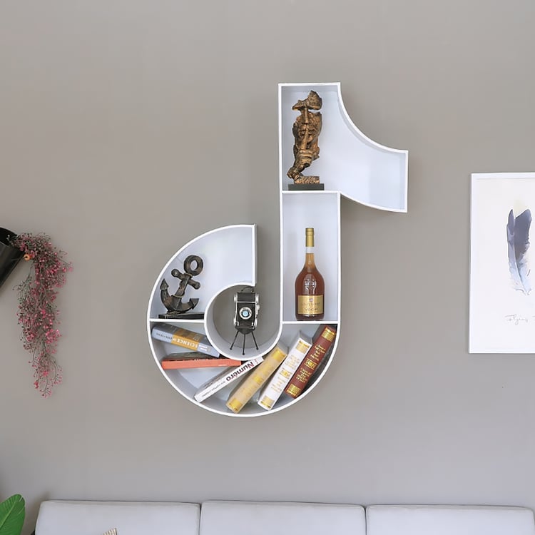 Modern Eighth-Note Wall Mount Shelving in White | Homary UK