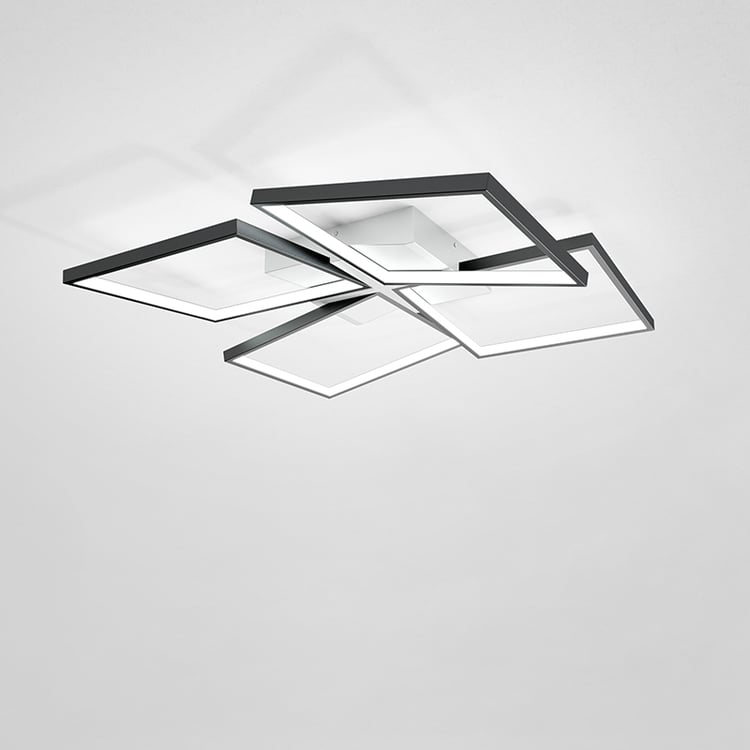 Modern Square LED Flush Mount Ceiling Light in Black & White | Homary