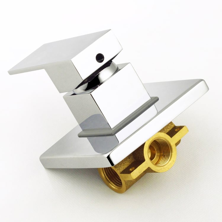 Solid Brass Single Handle 1 Outlet Square Shower Valve in Polished ...