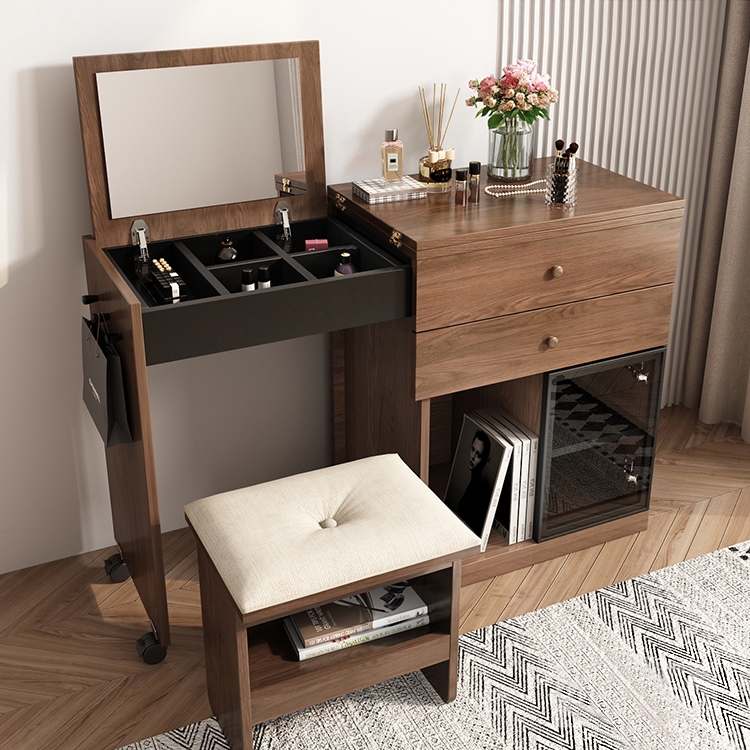 Modern Fold Out Desk Foldable Dresser Multifunctional Pullout Vanity ...