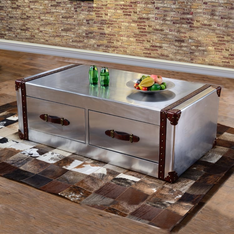 Aviator Coffee Table with Drawers Industial Accent Table | Homary