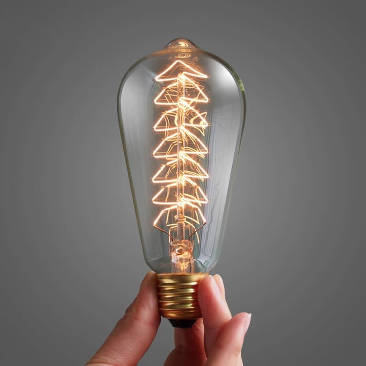 60W Retro Edison Bulb with Geometric Filaments in Brass｜Homary UK