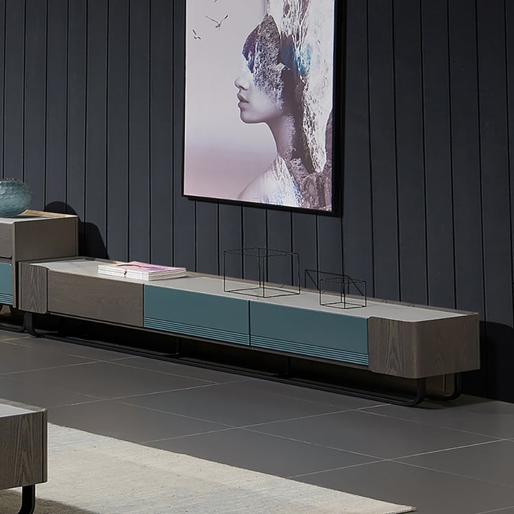 70" Italian Minimalist TV Stand Sintered Stone Top Media Console with 3 ...