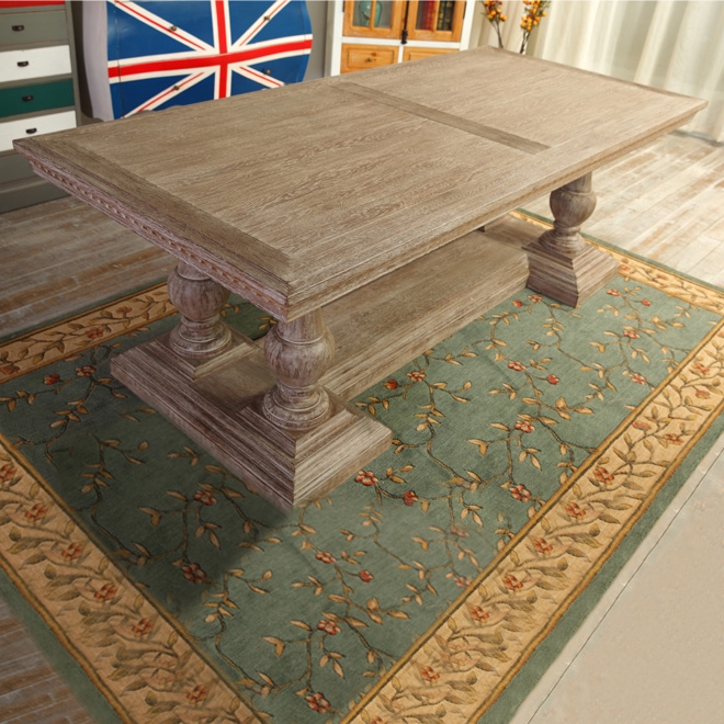 Farmhouse Rectangular Oak Dining Table Large 88" Solid Wood with Four ...