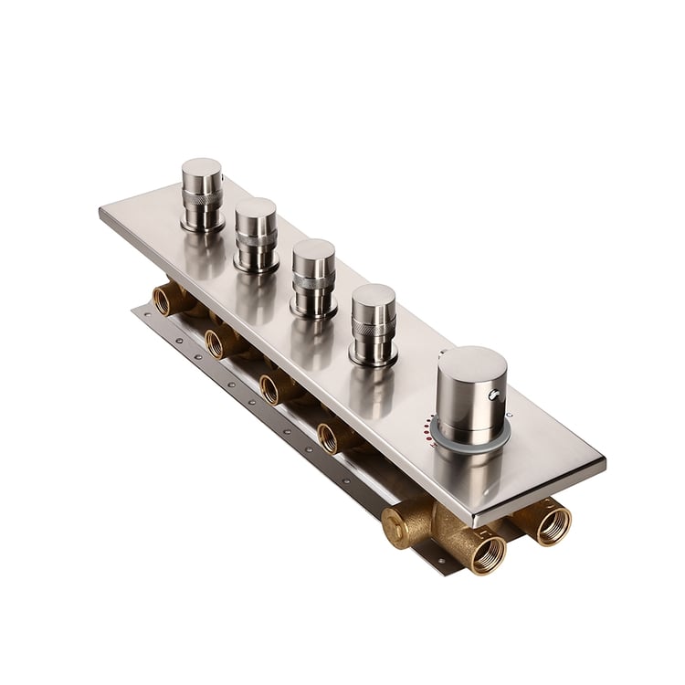 Modern Thermostatic 4-Function Solid Brass Vertical Shower Valve with ...