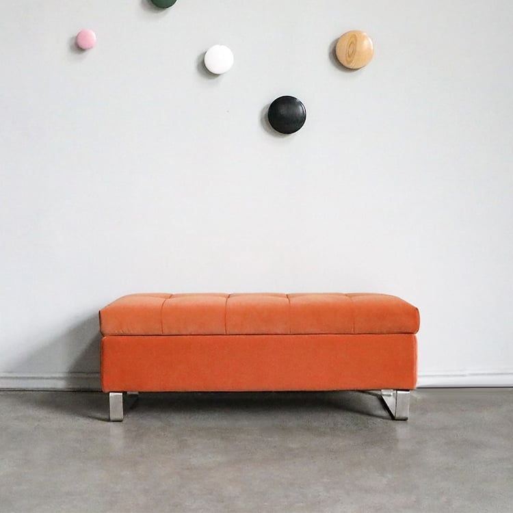 47.2" Storage Bench Flip Top Shoe Bench Orange velvet Entryway Bench ...