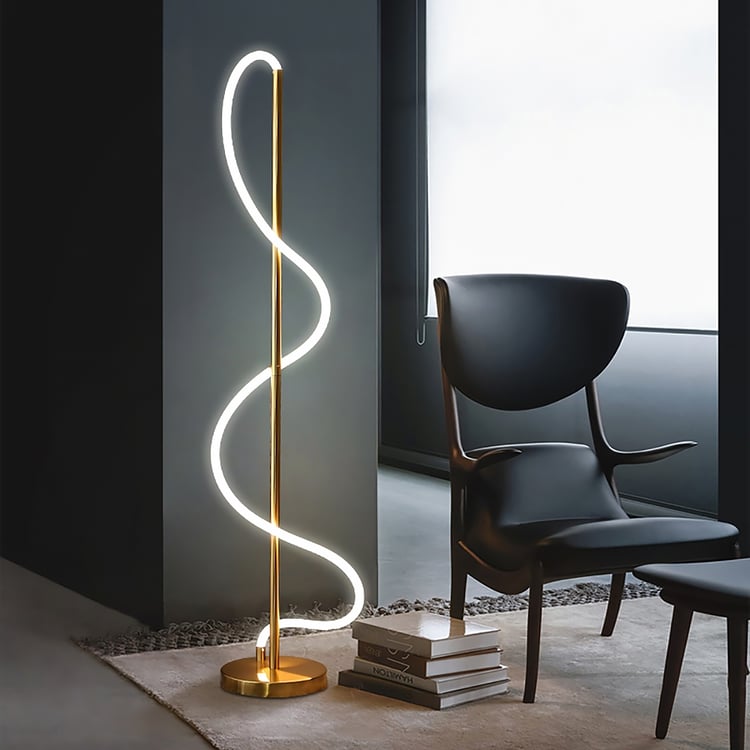 Modern LED Gold Floor Lamp Spiral Design｜Homary