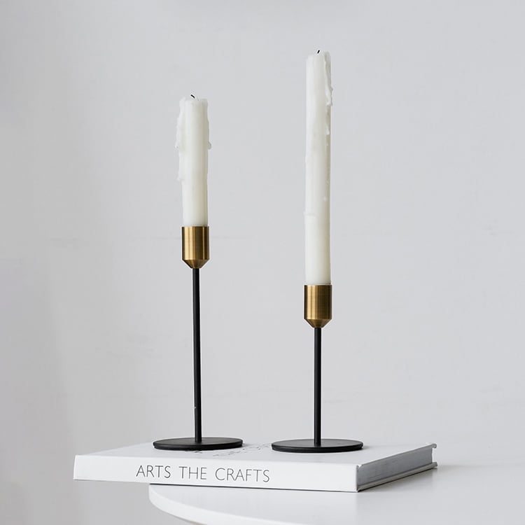 Modern Gold Metal Candlestick Holder Set Candle Stand Set of 2｜Homary AU