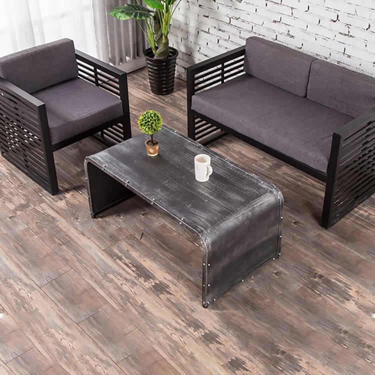 Industrial Vintage Distressed Silver Coffee Table Rectagular Accent ...