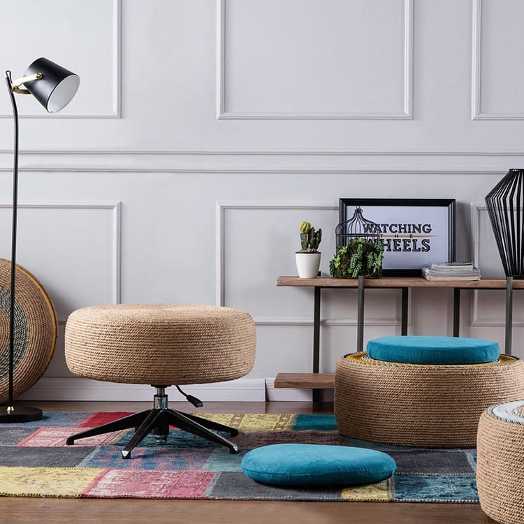 Kride Retro Creative 27" Tyre Coffee Table Adjustable Round Ottoman ...