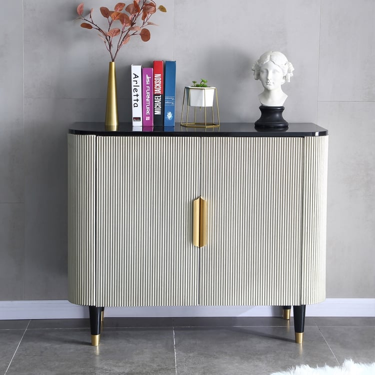 Modern Silver Sideboard Buffet With Doors&Shelves Kitchen Cabinet Gold ...