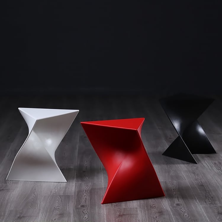 Black Nordic Pp Plastic Ottoman Hallway Short Lightning Stool Homary Uk