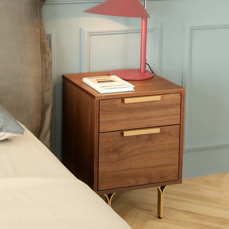 Brass and wood bedside table store