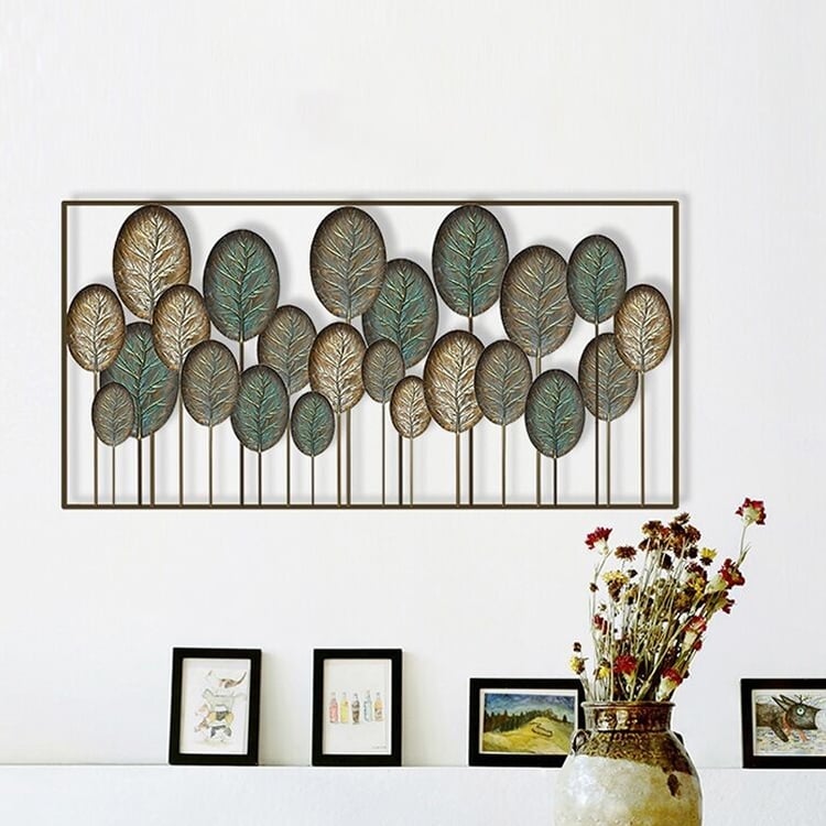 1200mm x 600mm Farmhouse Creative 3D Rectangular Frame Metal Leaves ...