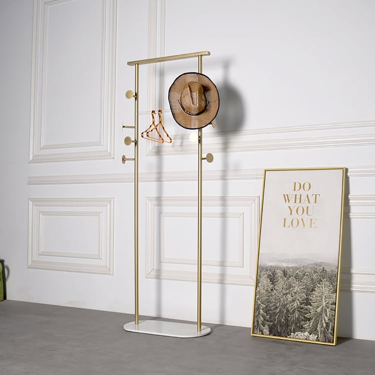 70.9" Contemporary Rail Coat Rack and Marble Base｜Homary