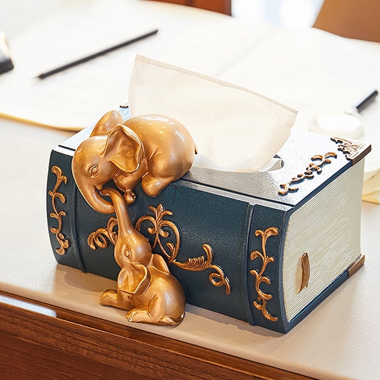 Contemporary Decor Book-Shaped Elephant Tissue Box Cover｜Homary UK
