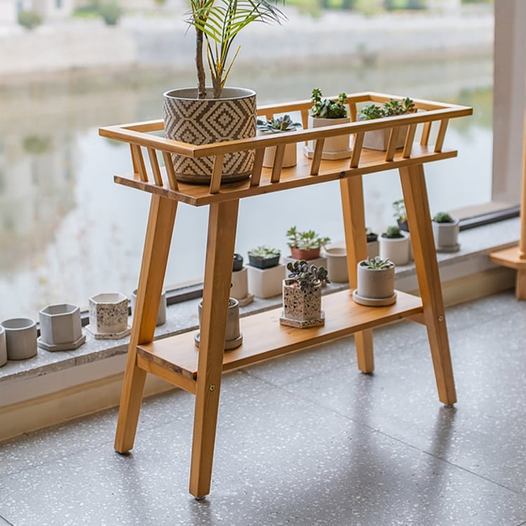 Rustic Modern 2-Tiered Plant Stand in Natural｜Homary