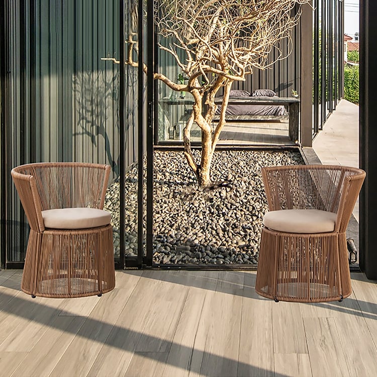 Brown Rattan Patio Barrel Chair in Hourglass Shape｜Homary