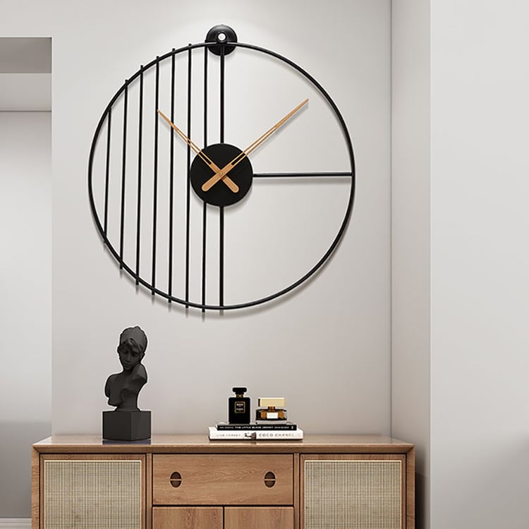 Modern Personality Creative Design Minimalist Black Metal Wall Clock ...