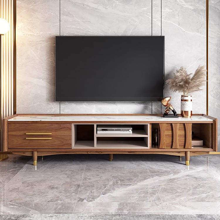 Wood and gold media console store