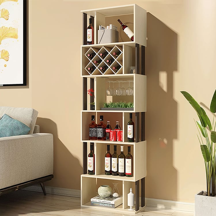 Farmhouse Wine Cabinet Wine Rack Unit for Home Bar 6-Tiered｜Homary