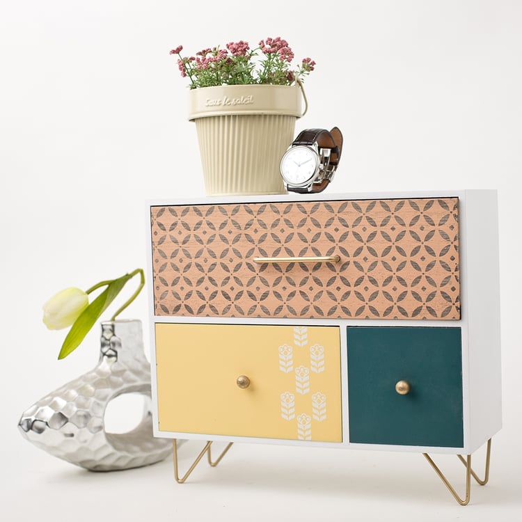 Nordic Cottage Mini Storage Cabinet Desk Organiser with Drawers｜Homary UK