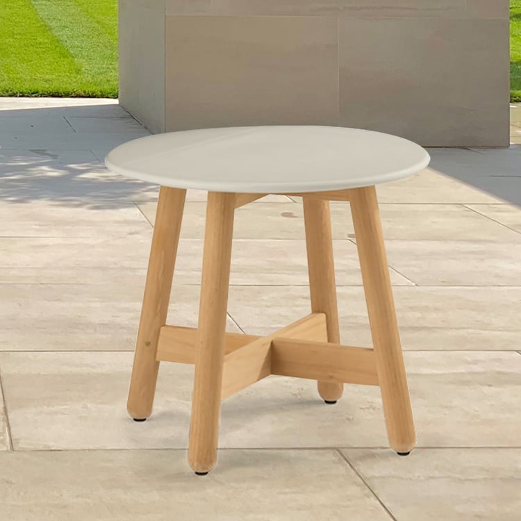 500mmDia Marble-Top Round End Table Side Table with Cross Table Legs ...