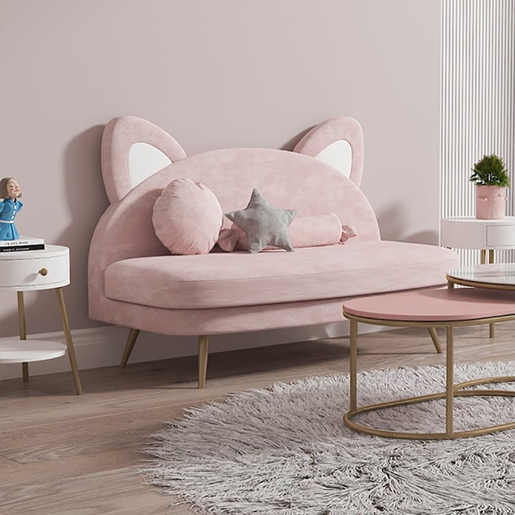 Pink Velvet Upholstered Sofa Solid Wood Frame Cute Sofa｜Homary