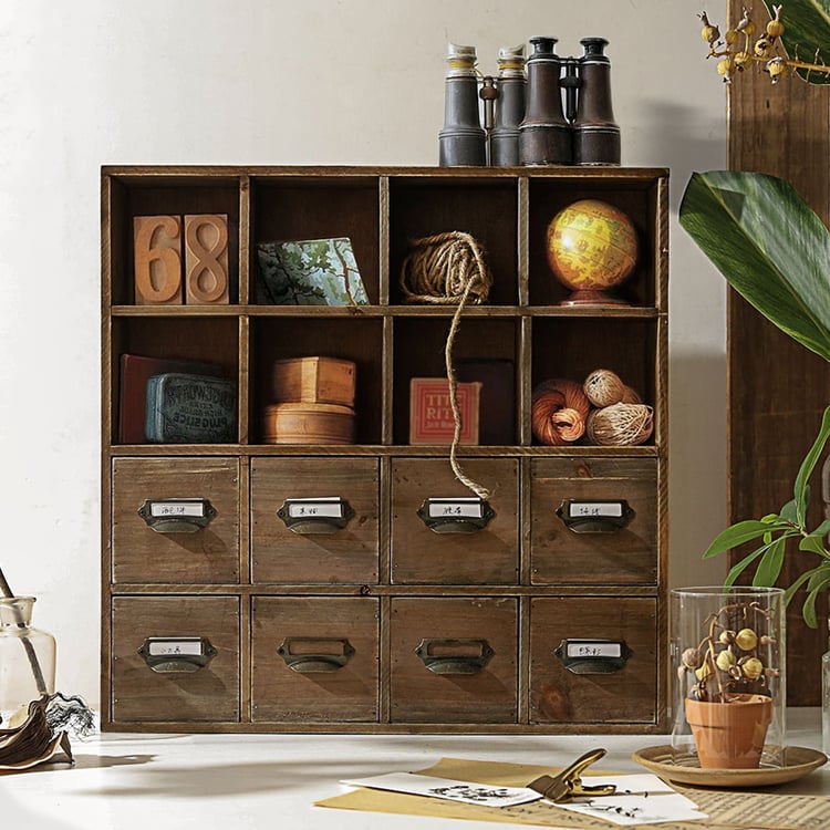 Retro Desktop Organiser Countertop Storage Cabinet with Adjustable ...