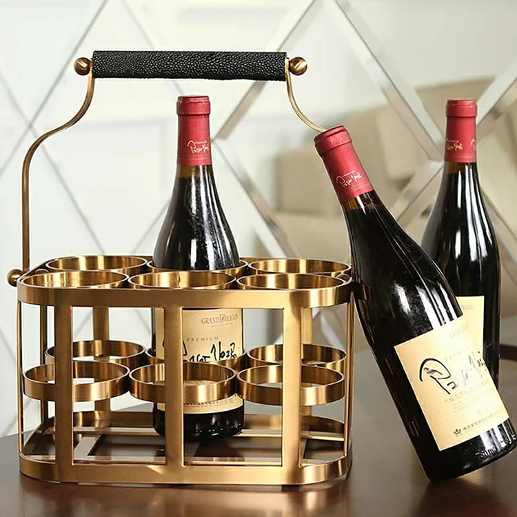 Modern Golden Tabletop Portable Wine Rack Bottle Holder | Homary AU
