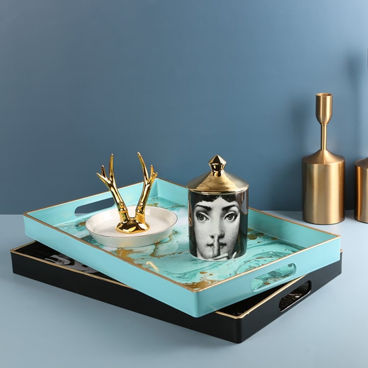 Organisateur de Bureau à Plateau Moderne en Métal Bleu / Noir｜Homary FR