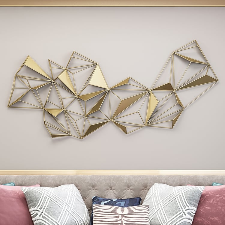 3D Abstract Geometric Golden Metal Patterns Wall Decor | Homary