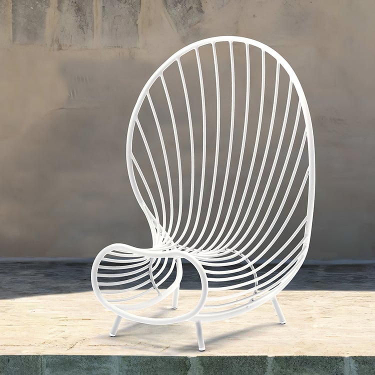 Rattan Outdoor Wingback Chair in Shell-Shape｜Homary
