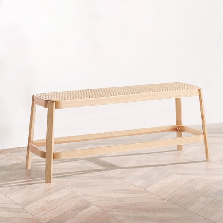 Natural Rattan Bench Ash Wood Bench｜Homary UK