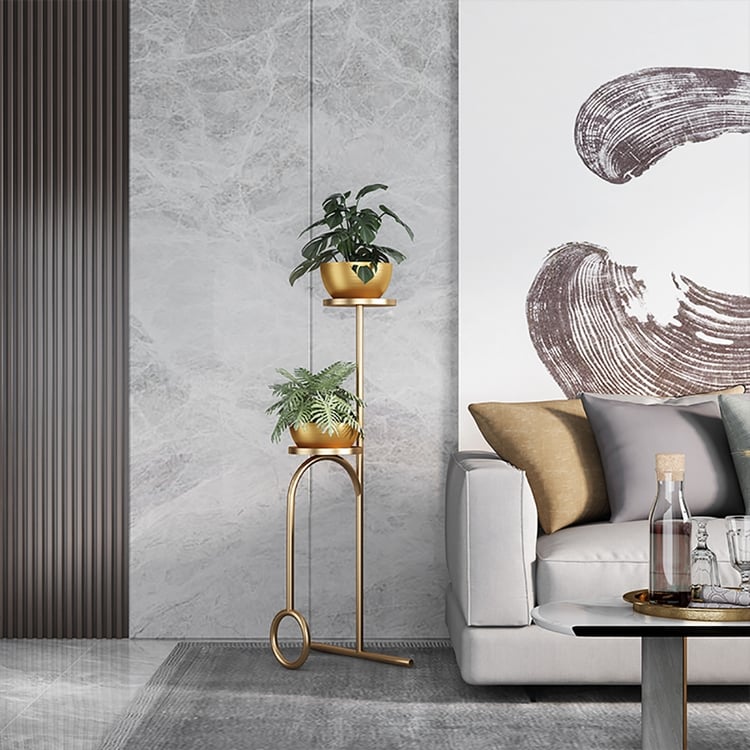 Modern Metal Conor Plant Standing 2-Tiered Shelving｜Homary UK