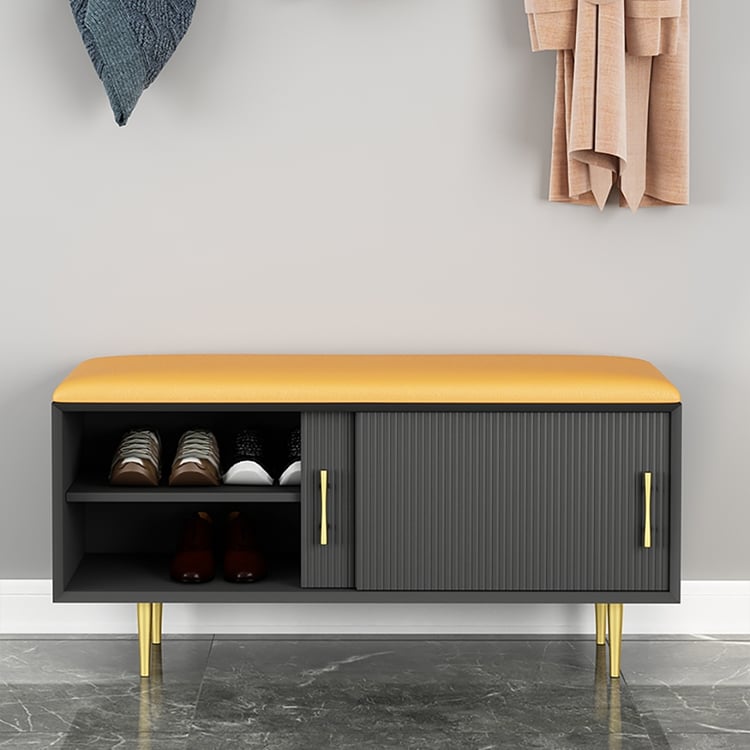 Contemporary Leather Upholstered Modern Shoe Rack Bench for Shoe ...