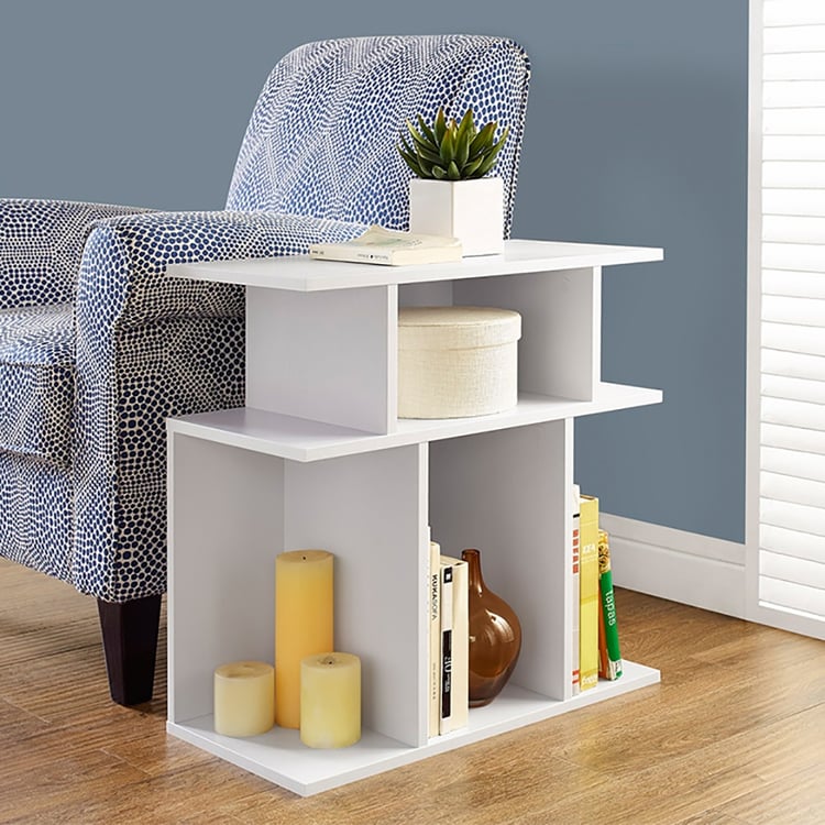 Contemporary Standing Shelf End Table in White | Homary UK