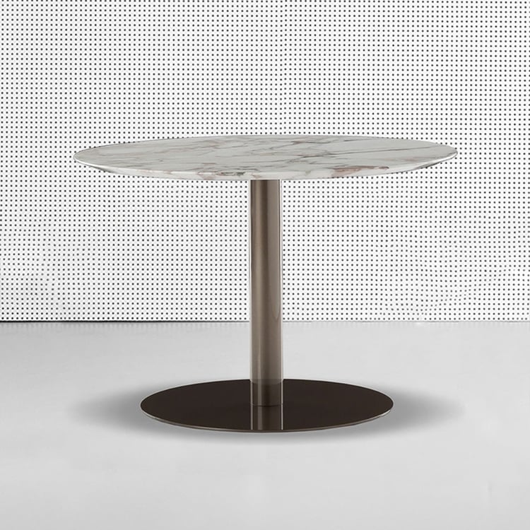 700mm Marble-Top Round Coffee Table Dining Table with Stainless Steel ...