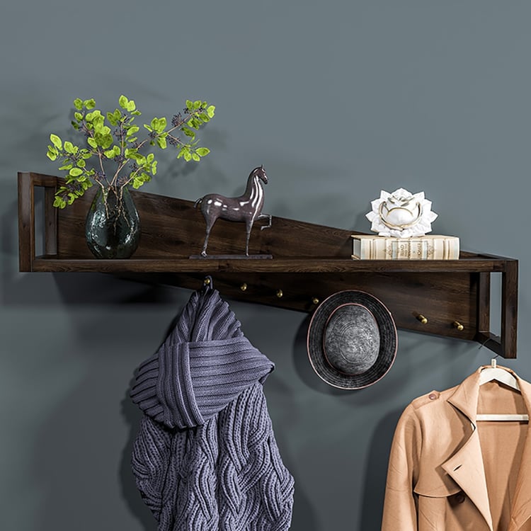 Classical Wall Mounted Coat Rack in Black Walnut｜Homary