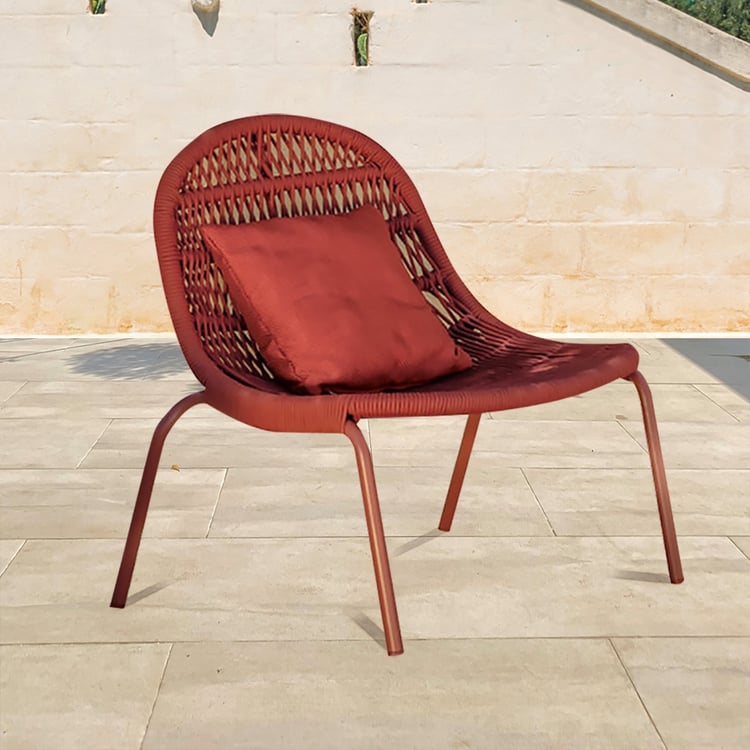 Red Rattan Outdoor Accent Chair Armless with 4 Legs｜Homary UK