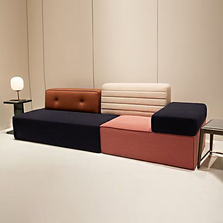 78.7" Velvet Upholstered Sofa 3-Seater Sofa Color Block Floor Sofa｜Homary