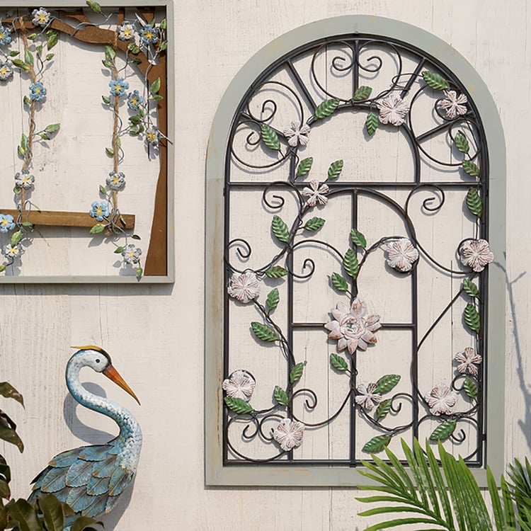 Farmhouse Vintage Style Metal Flower Window Wall Decor｜Homary