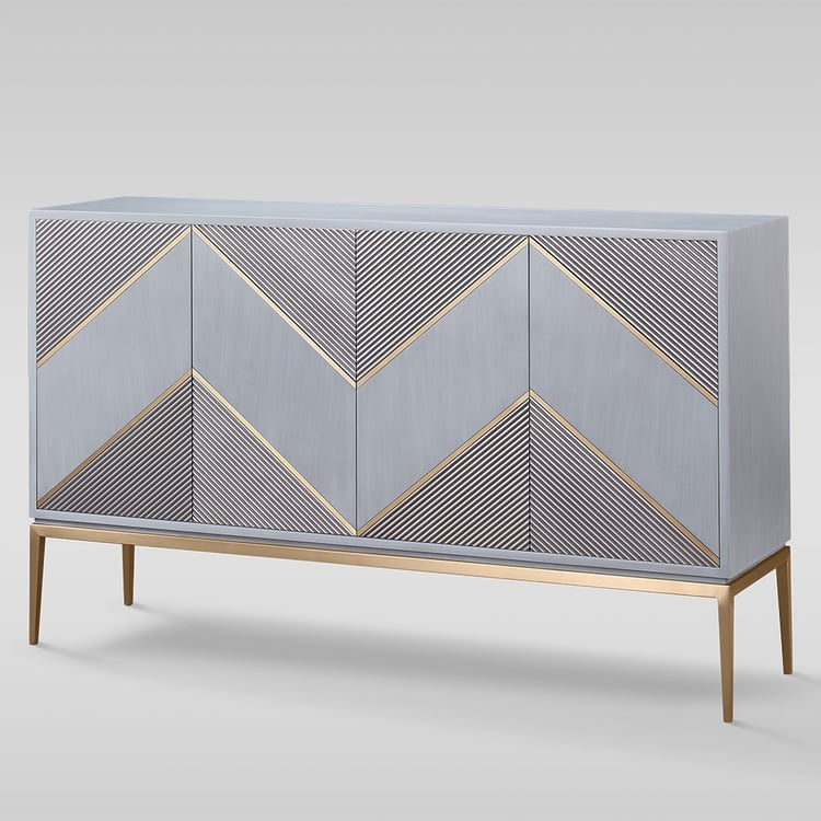59" Modern Gray Sideboard Buffet with 4 Doors in Gold｜Homary