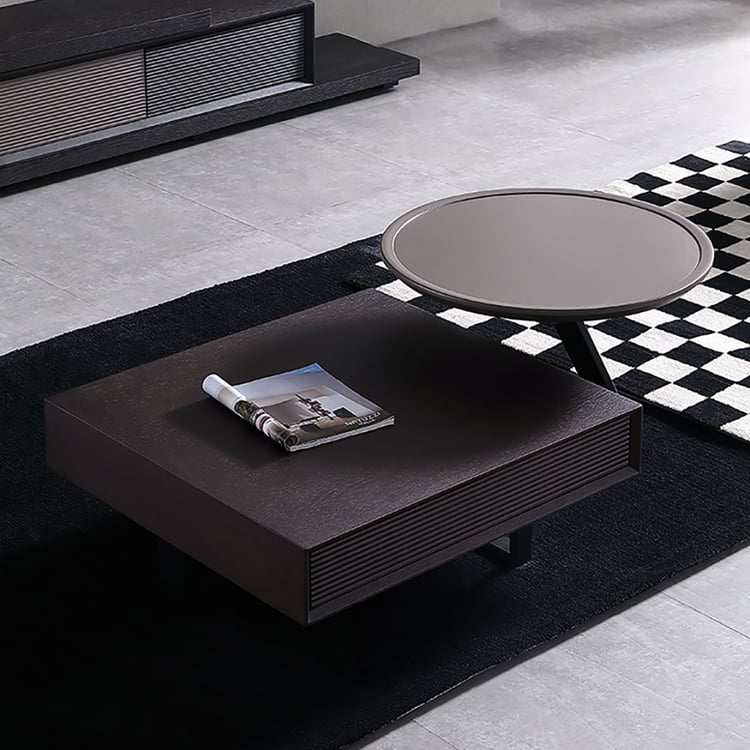 Modern Black Coffee Table with Storage & Tray Top in MDF & Ash Wood ...